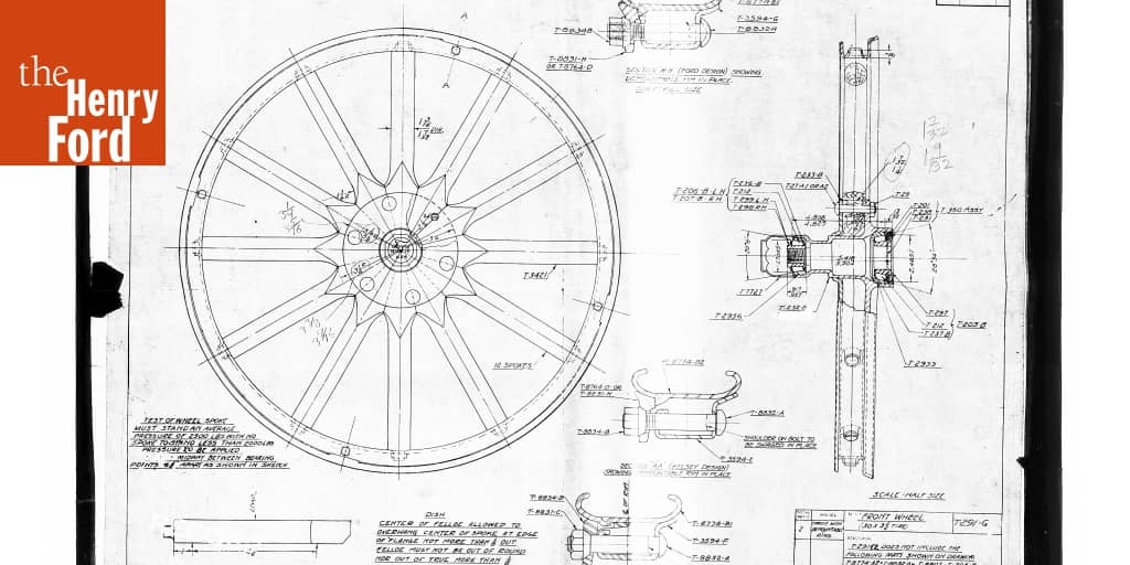 Drawing, "Front Wheel (30 x 3 1/2 Tire)," Ford Model T, June 27, 1924 ...