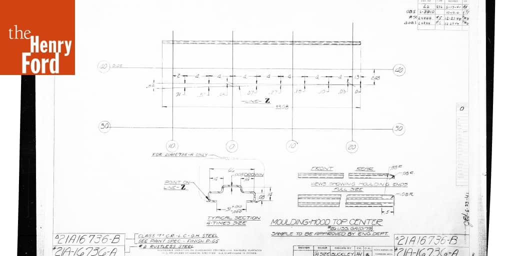 Drawing, "Moulding - Hood Top Center," Ford Automobile, December 27 ...