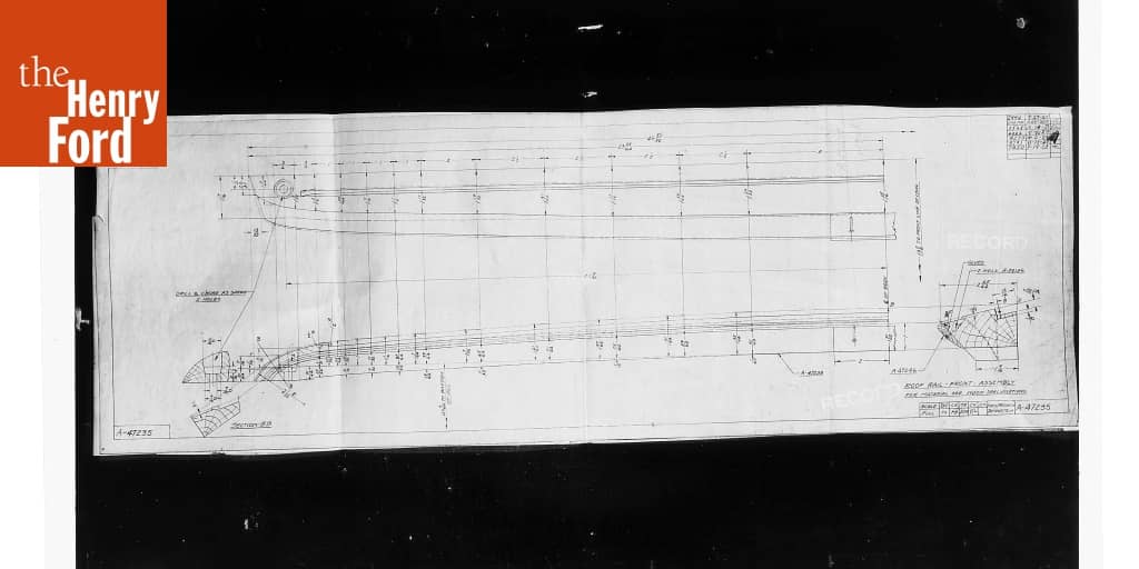 Drawing, "Roof Rail - Front - Assembly," Ford Model A, March 19, 1928 ...