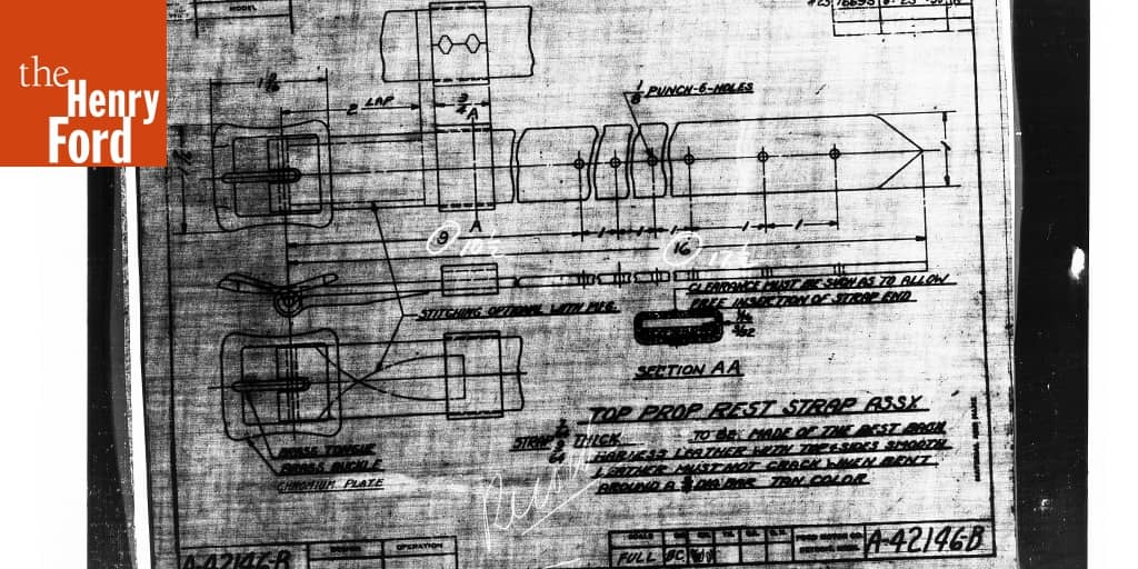 Drawing, "Top Prop Rest Strap Assy.," Ford Model A, June 25, 1930 - The ...