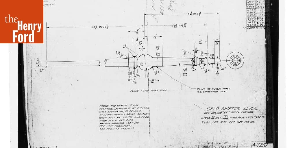 Drawing, "Gear Shifter Lever," Ford Model A, April 19, 1928 - The Henry ...