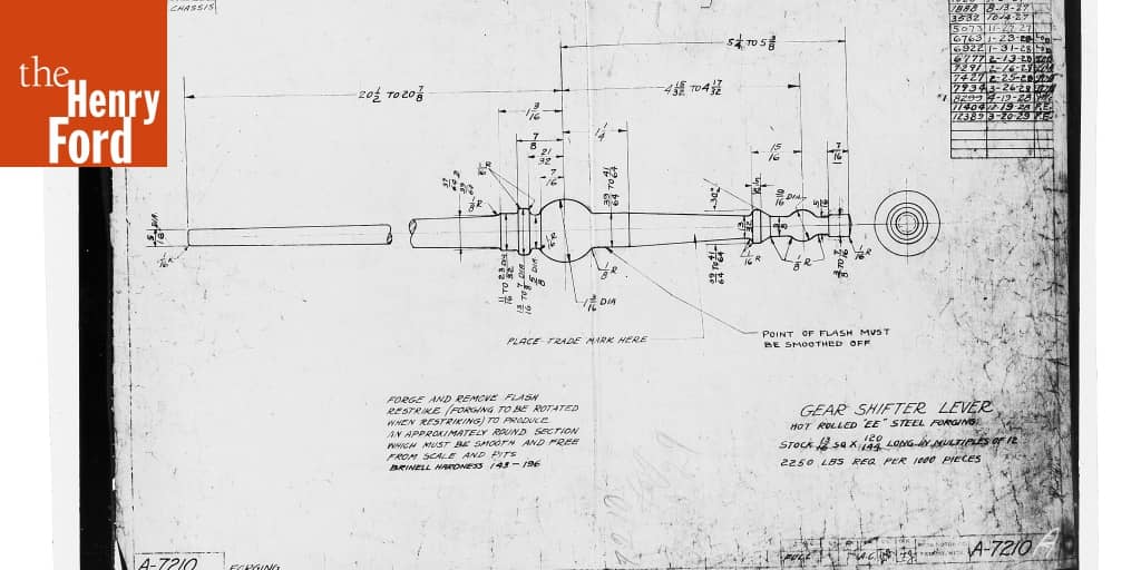 Drawing, "Gear Shifter Lever (Forging)," Ford Model A, March 30, 1929 ...