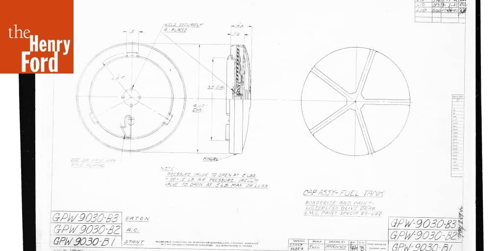 Drawing, "Cap Ass'y. - Fuel Tank," Ford GPW, October 26, 1942 - The ...
