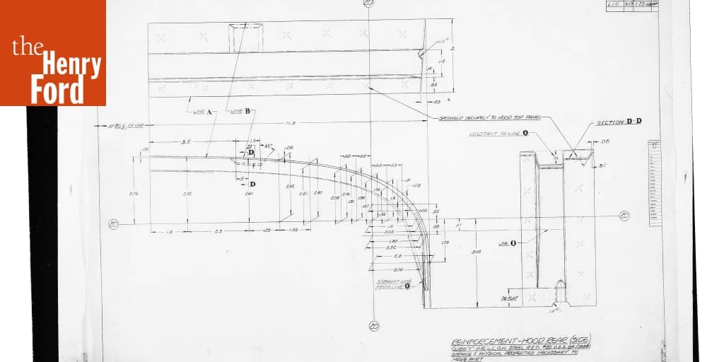 Drawing, "Reinforcement - Hood Rear (Side)," Ford GPW, March 25, 1944 ...