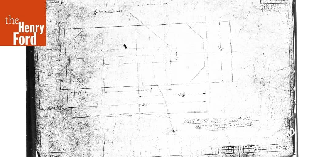 Drawing, "Floor Board Battery Plate," Ford Model A, March 1, 1928 - The ...