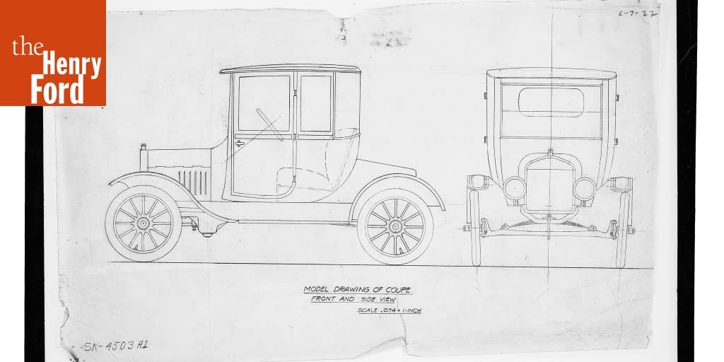 Drawing, "Model Drawing of Coupe, Front and Side View," Ford Model T ...