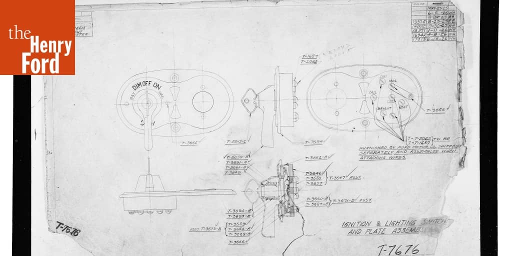 Drawing, "Ignition & Lighting Switch and Plate Assembly," Ford Model T ...