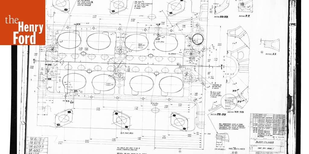 Drawing, "Block - Cylinder, Sheet #2," Ford Flathead V-8 Engine, April ...