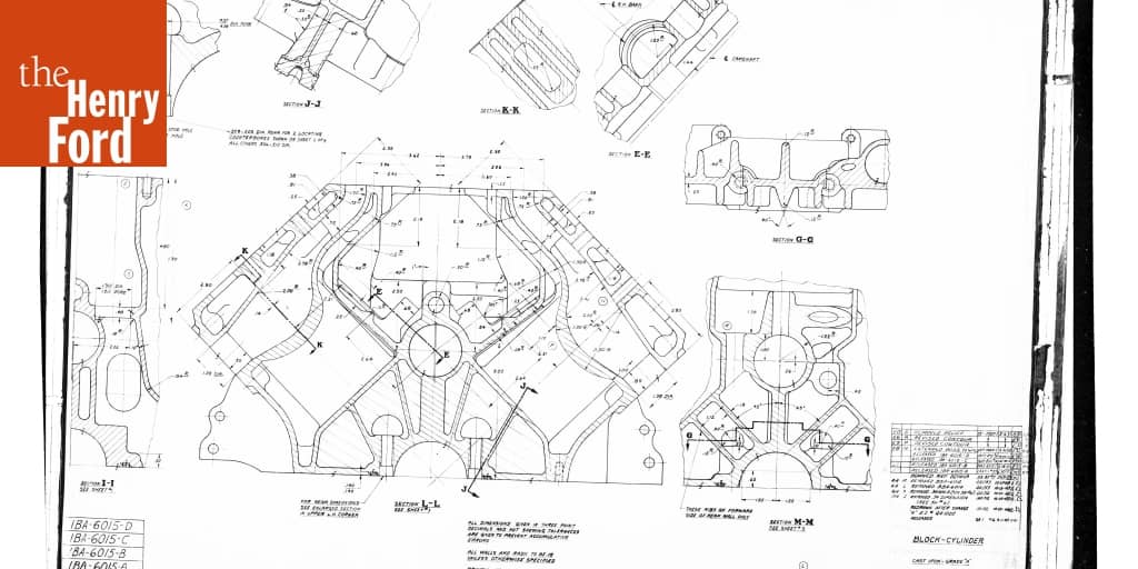 Drawing, "Block - Cylinder, Sheet #4," Ford Flathead V-8 Engine ...