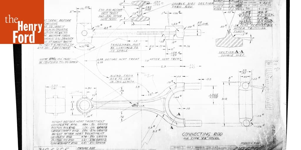 Drawing, "Connecting Rod, Forging Size," Ford Automobile, February 3 ...