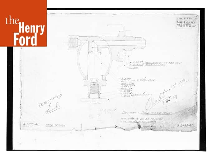 Drawing, "Sediment Bulb Assembly, Ford Design," Ford Model A, October ...