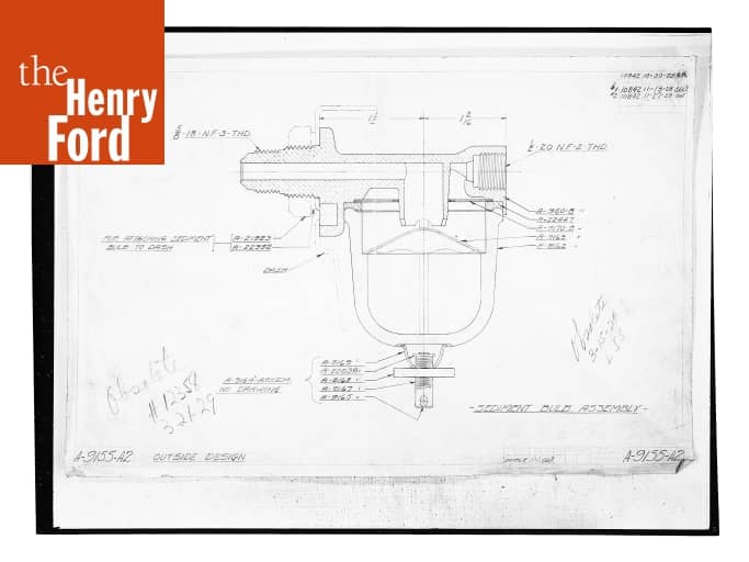 Drawing, "Sediment Bulb Assembly, Outside Design," Ford Model A ...