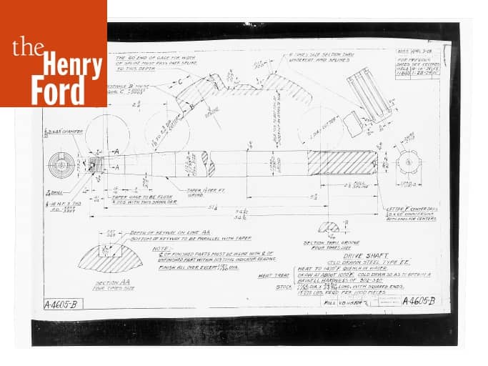 Drawing, "Drive Shaft," Ford Model A, January 25, 1929 - The Henry Ford