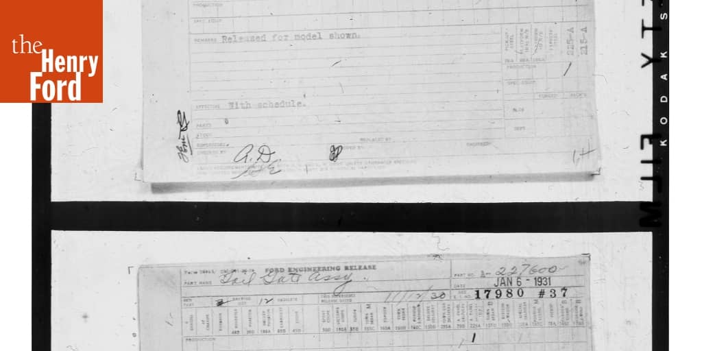 Engineering Release Notes, "Tail Gate Assy," Ford Model A, 1930-1931 ...