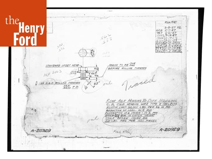 Drawing, "Rear Axle Housing to Diff. Housing," Ford Model A, July 2 ...