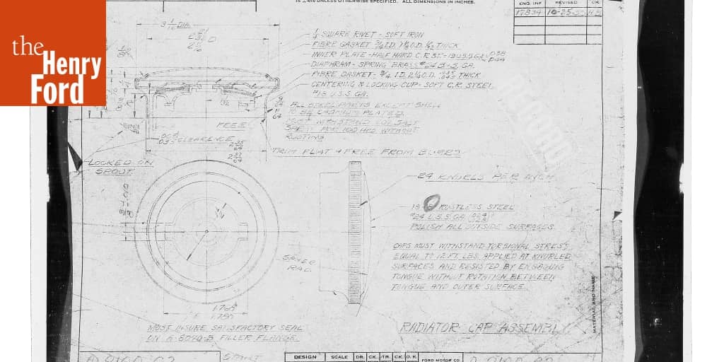 Drawing, "Radiator Cap Assembly," Ford Model A, October 25, 1930 - The ...