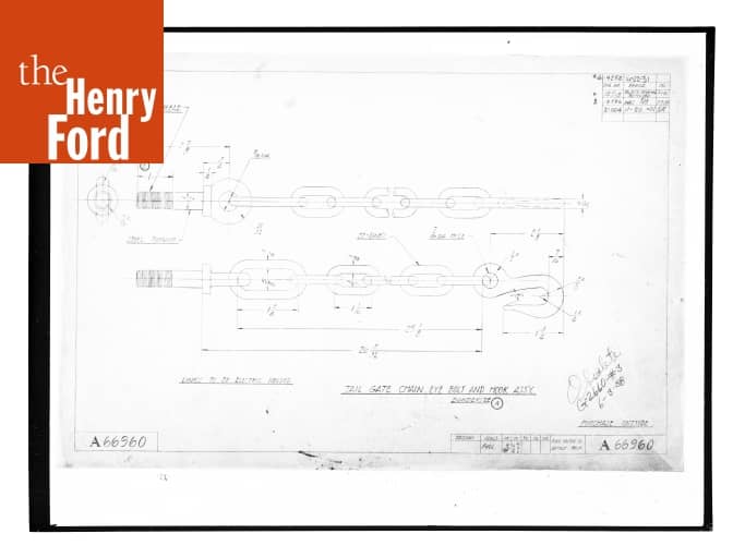 Drawing, "Tail Gate Chain, Eye Bolt and Hook Ass'y.," Ford Model A ...