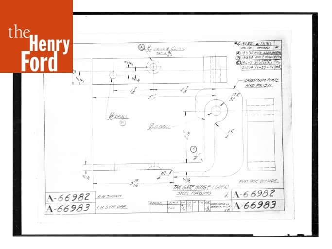 Drawing, "Tail Gate Hinge - Lower," Ford Model A, November 27, 1931 ...