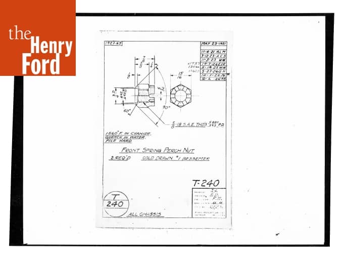 Drawing, "Front Spring Perch Nut," Ford Model T, December 2, 1926 - The ...