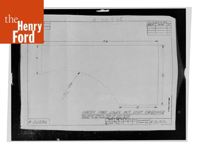 Drawing, "Quarter Panel Lower Anti Drum Cardboard," Ford Model A ...