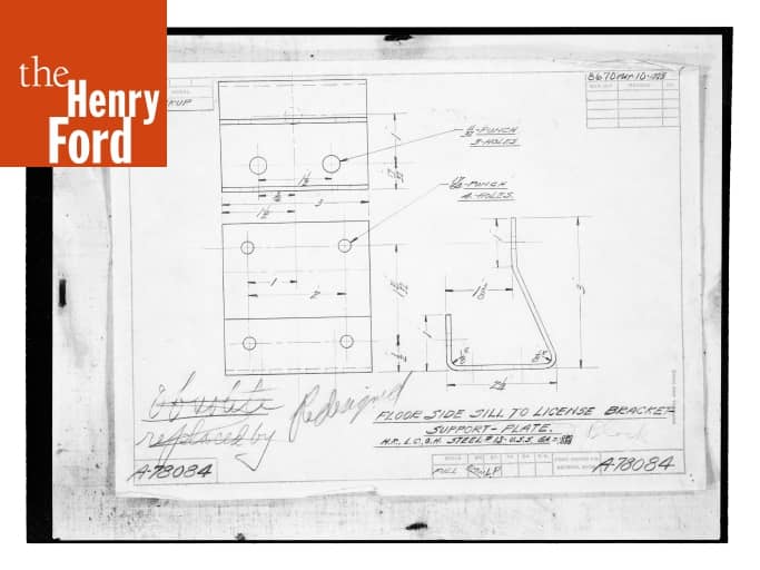 Drawing, "Floor Side Sill to License Bracket Support - Plate," Ford ...
