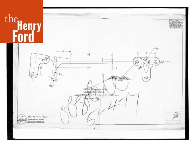 Drawing, "Rear Fender Iron," 1911-1912 Ford Model T Delivery Car, April ...