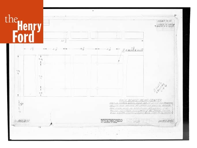 Drawing, "Rack Board - Rear - Center," Ford Model AA Truck, July 2 ...