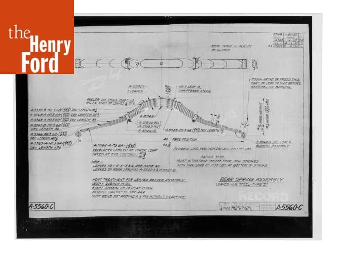 Drawing, "Rear Spring Assembly," Ford Model A, August 14, 1930 - The ...