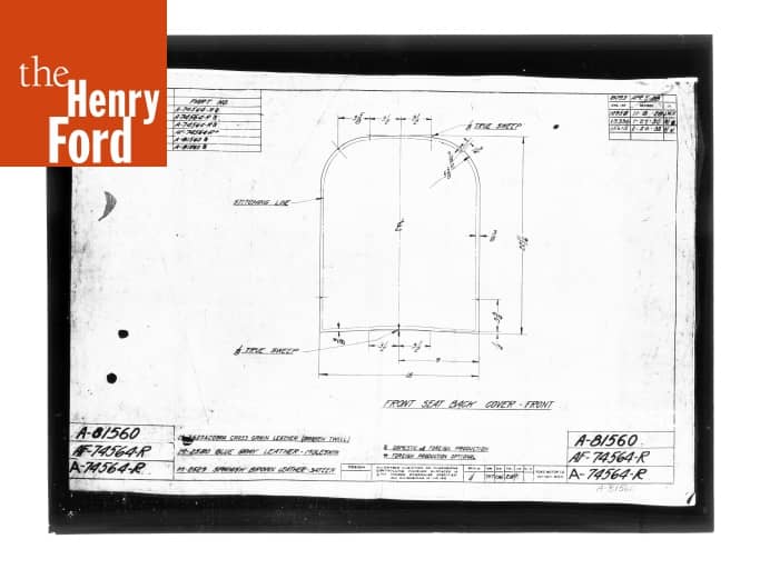 Drawing, "Front Seat Back Cover - Front," Ford Model A, February 20 ...