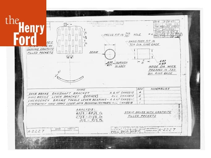 Drawing, Brake Braket/Bearing/Bushing, Ford Model A, May 11, 1929 - The ...