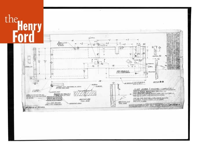Drawing, "Floor Board #1 Assembly Complete," Ford Model A (Right Hand ...