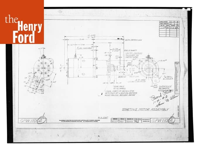 Drawing, "Starting Motor Assembly," Ford GPW, December 10, 1941 - The ...