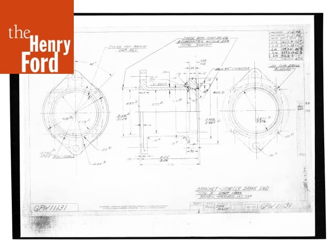 Drawing, "Bracket - Starter Drive End," Ford GPW, July 14, 1945 - The ...