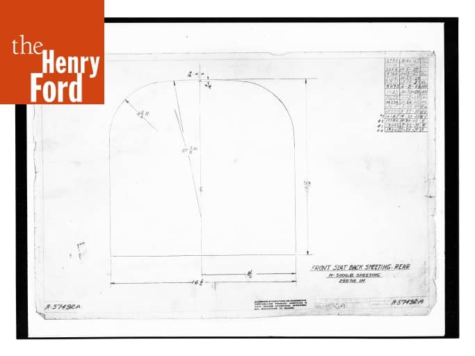 Drawing, "Front Seat Back Sheeting - Rear," Ford Model A, July 28, 1931 ...