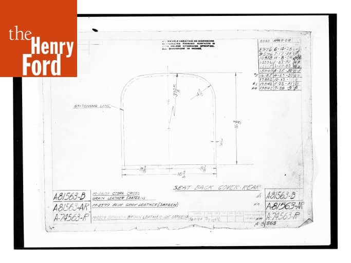 Drawing, "Seat Back Cover - Rear," Ford Model A, July 28, 1931 - The ...
