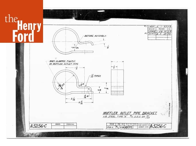 Drawing, "Muffler Outlet Pipe Bracket," Ford Model A, June 5, 1930 ...