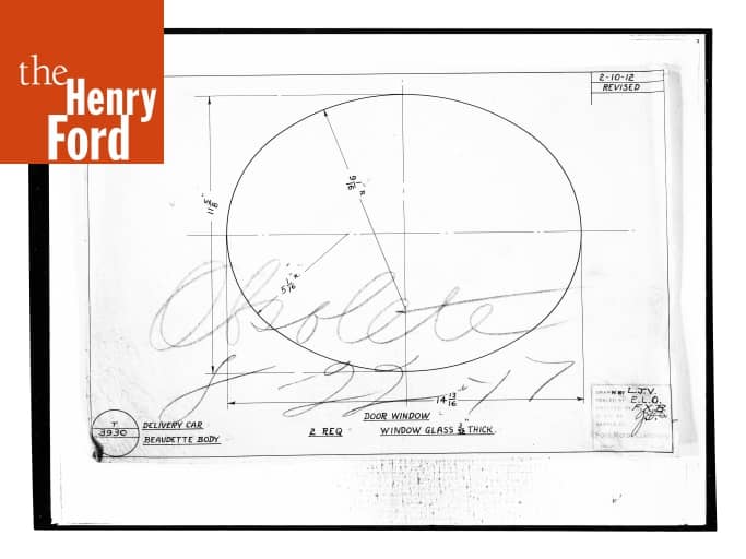 Drawing, "Door Window," Ford Model T Delivery Car (Beaudette Body ...
