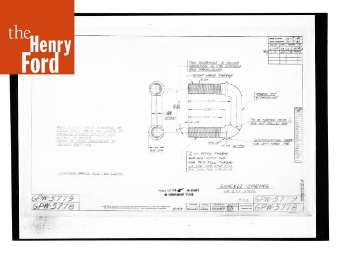 Drawing, "Shackle - Spring," Ford GPW, February 13, 1942 - The Henry Ford