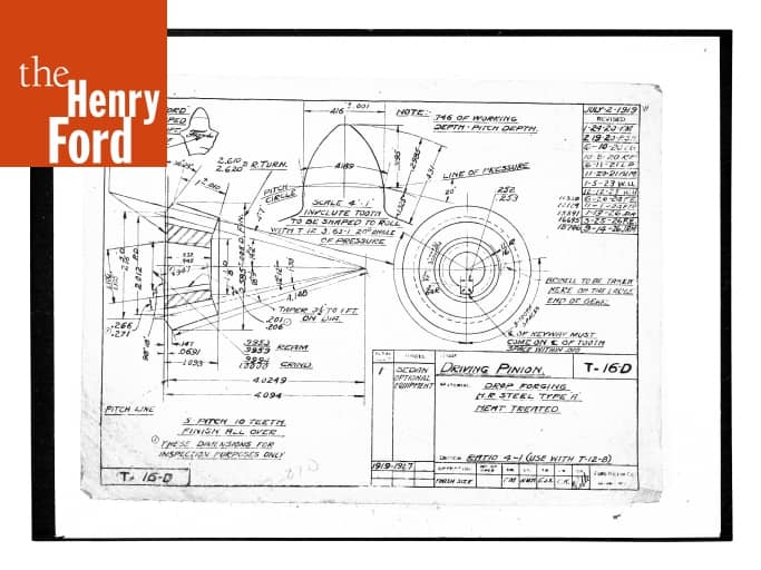 Drawing, "Driving Pinion," Finish Size, Ford Model T, September 14 ...
