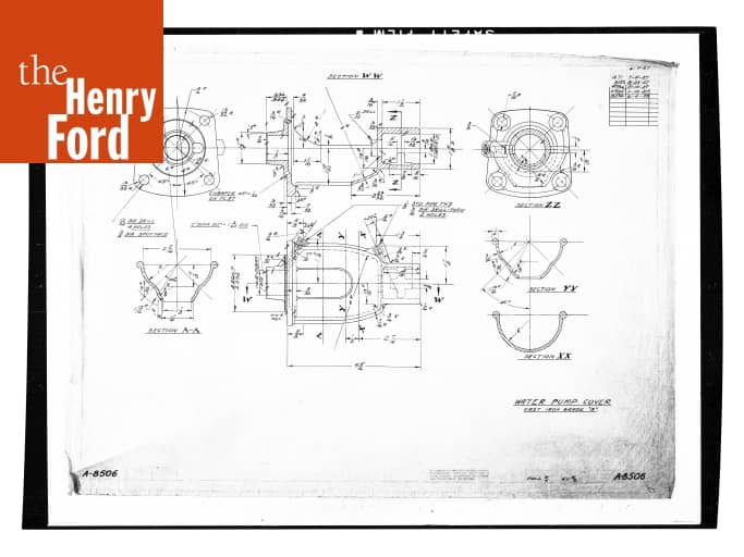 Drawing, "Water Pump Cover," Ford Model A, June 4, 1928 - The Henry Ford