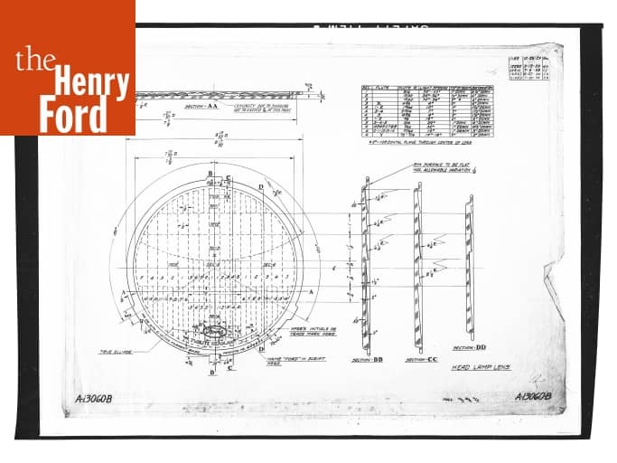 Drawing, "Head Lamp Lens," Ford Model A, January 20, 1932 - The Henry Ford