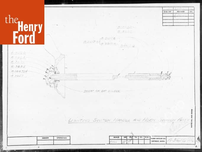 Drawing, "Lighting Switch Handle and Horn Switch Assembly," Ford Model ...