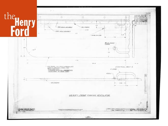 Drawing, "Lid Ass'y - Front Coaming Ventilator," Ford GPA, September 26 ...