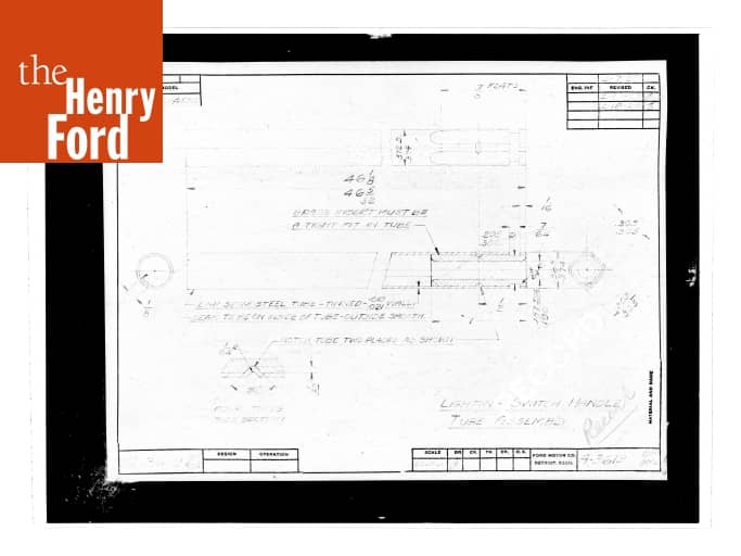 Drawing, "Lighting Switch Handle Tube Assembly," Ford Model A, February ...