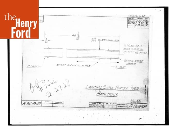 Drawing, "Lighting Switch Handle Tube Assembly," Ford Model A, February ...