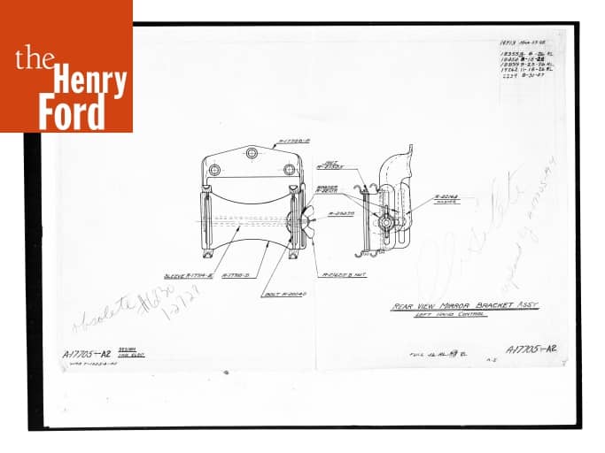 Drawing, "Rear View Mirror Bracket Ass'y," Ford Model A, August 30 ...