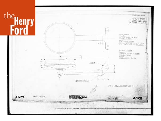 Drawing, "Rear View Mirror Assy.," Ford Model A, July 1, 1938 - The ...
