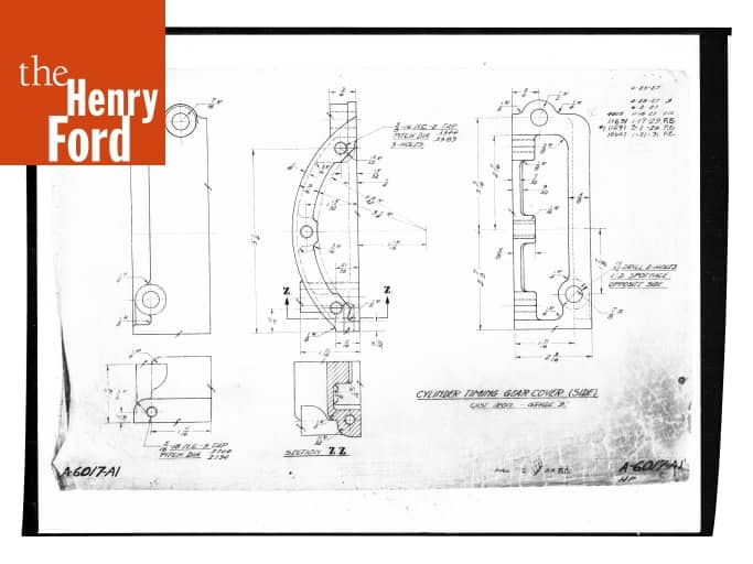 Drawing, "Cylinder Timing Gear Cover (Side)," Ford Model A, January 21 ...