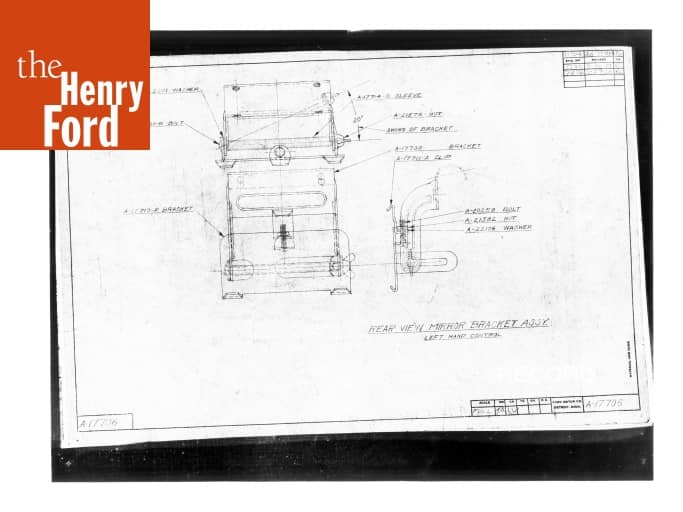 Drawing, "Rear View Mirror Bracket Assy," Ford Model A, February 29 ...