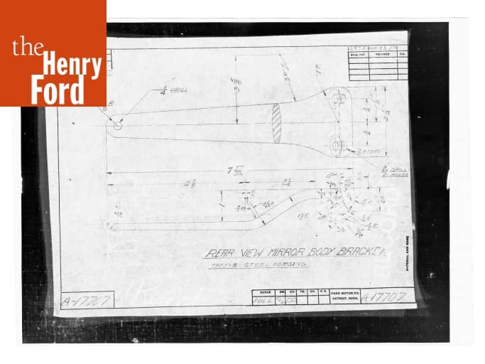 Drawing, "Rear View Mirror Body Bracket," Ford Model A, August 23, 1927 ...